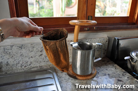 How to make Costa Rican coffee in the "sock" - Travels With Baby